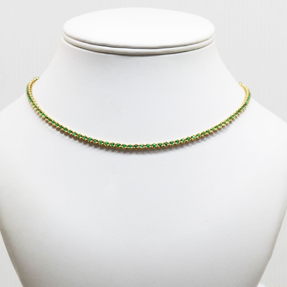 Colier Tennis Aur 18k, Smaralde 5.35 ct